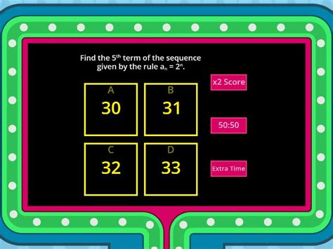 Arithmetic Sequence Gameshow Quiz