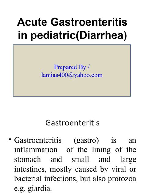 Acute Gastroenteritis In Pediatric Diarrhea Prepared By Pdf