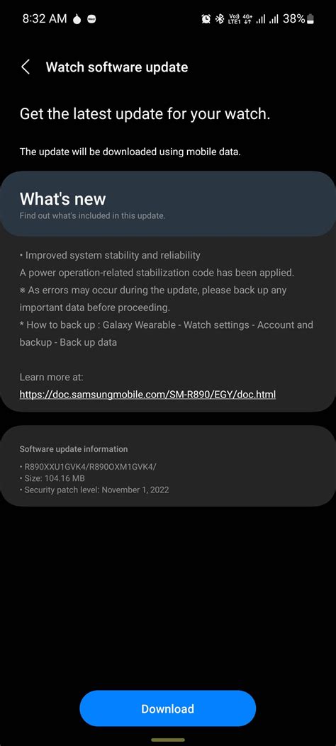 the new GW4 classic update is now available for Egypt!t : r/GalaxyWatch