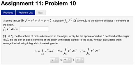 Solved Assignment 11 Problem 10 Previous Problem List Next