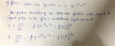 13 suppose the total cost function for a firm is given by c qwv a use