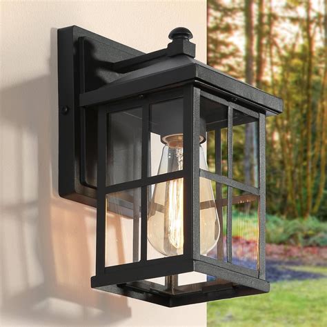 Lnc Contemporary 1 Light Black Square Metal Outdoor Wall Lantern Sconce