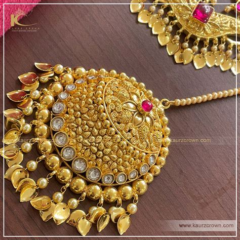 Kaashni Traditional Antique Polish Earrings Tikka Set