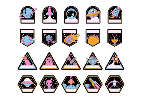 Retro Space Badge Element Set 49479151 Vector Art At Vecteezy