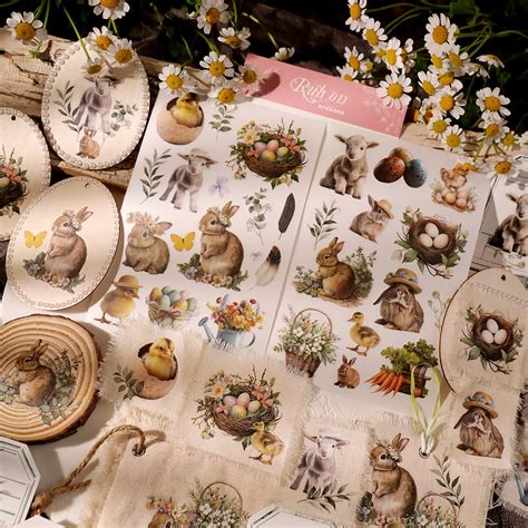 Rustic Easter Rub On Sticker Vivi Stationery