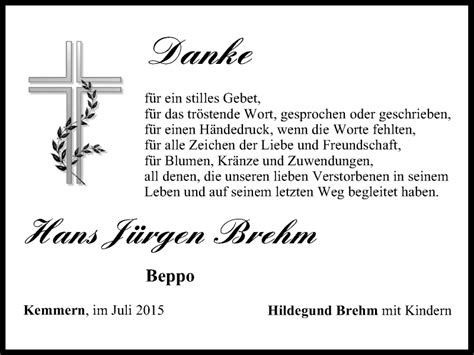 Hans Jürgen Brehm Traueranzeige Frankende