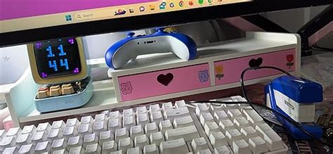 Conkawaca Cute Monitor Stand Kawaii Desk Organizer Cute