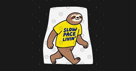 Slow Pace Livin Sloth Cute Walking Cartoon Retro Illustration Funny