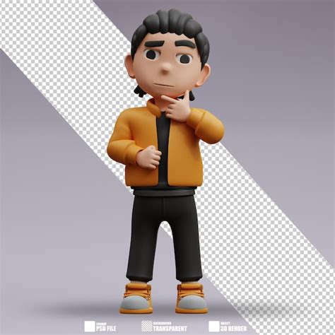 Premium Psd 3d Illustration Boy Thinking Something