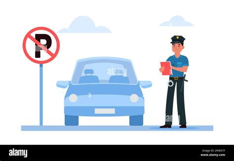 Police Officer Writes Ticket For Parking Car In Area Where Parking Is