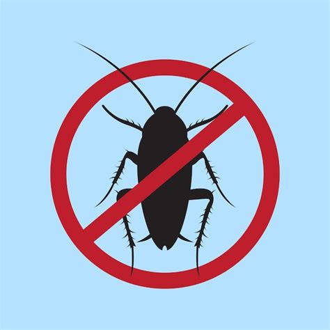 Premium Vector Anti Cockroach Pest Control Stop Insects Sign Silhouette Of Cockroach In Red