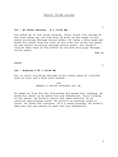 script short film with comments pdf