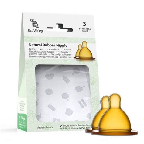 Ecoviking Natural Rubber Nipple Wide Neck Round 2 Pack