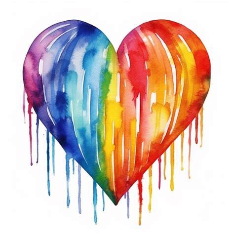 Premium Ai Image A Painting Of A Rainbow Heart With Dripping Paint On