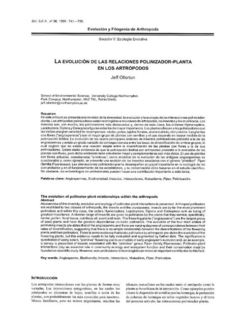 The Evolution Of Pollinator Plant Relati Pdf Pdf