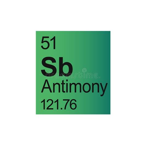 Antimony Chemical Element Of Mendeleev Periodic Table On Green Background Stock Vector