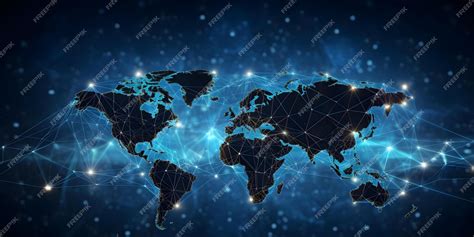 Abstract World Map Symbolizing Cloud Computing Global Data Transfer Technology Concept Global