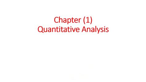 Chapter1 Quantitative Analysis Youtube