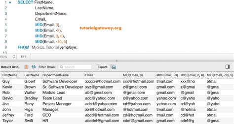 Mysql Mid Function