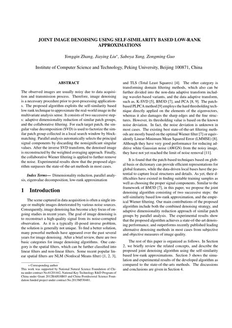 pdf joint image denoising using self similarity based low rank
