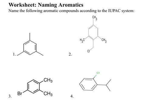 Solved Worksheet Naming Aromatics Name The Following