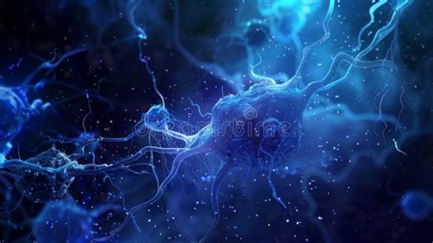 Microscopic Nanobots Illuminated By Soft Blue Glow Stock Illustration