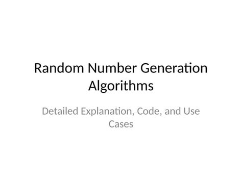 Random Number Generation Pptx