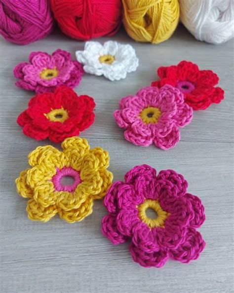 Two Layer Crochet Flowers Free Pattern Annie Design Crochet