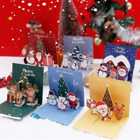 3d Pop Up Cartoon Christmas Card Merry Christmas Greeting Card