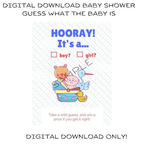 Guess What The Baby Is Game Digital Printable Baby Shower Games Gender Reveal Babe Or Girl