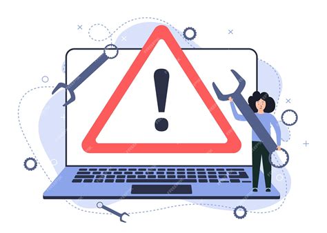 Ilustración De Una Computadora Portátil Rota Señal De Advertencia De Error En La Pantalla Imagen