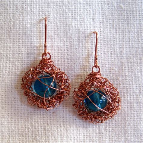 Mr Micawbers Recipe For Happiness Birds Nest Wire Crochet Earrings