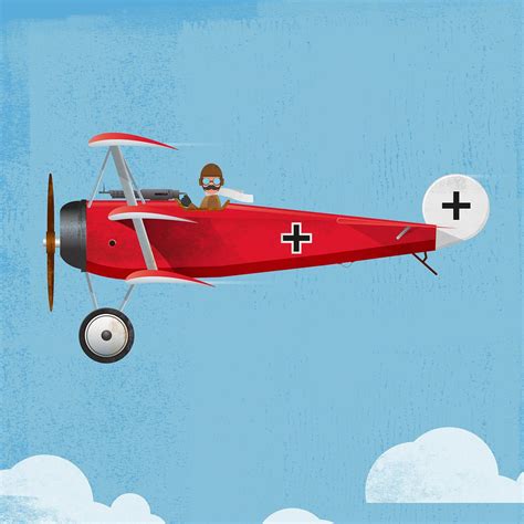The Red Baron World War 1 Fokker Tri Plane Digital Illustration