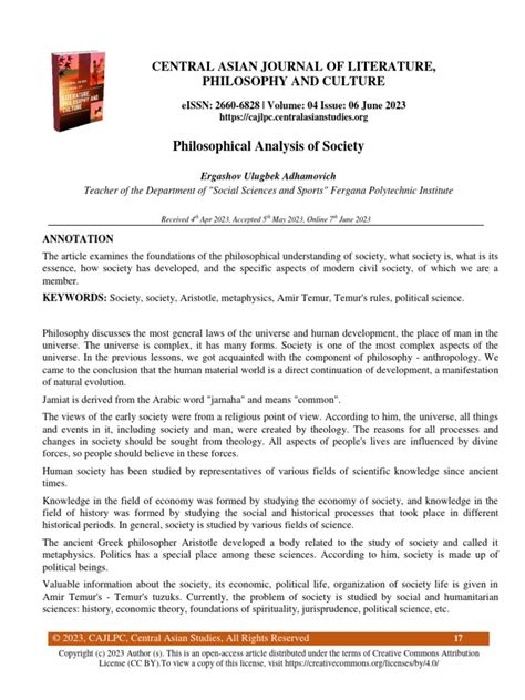 Philosophical Analysis Of Society Pdf Science Creative Commons