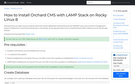 Crowncloud Wiki How To Install Orchard Cms With Lamp Stack On Rocky