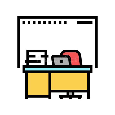 Teacher Desk Primary School Color Icon Vector Illustration Stock Vector