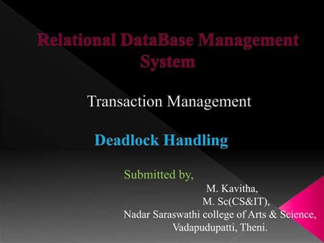 Transaction Management Deadlock Handling Ppt