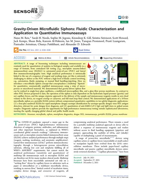Pdf Gravity Driven Microfluidic Siphons Fluidic Characterization And