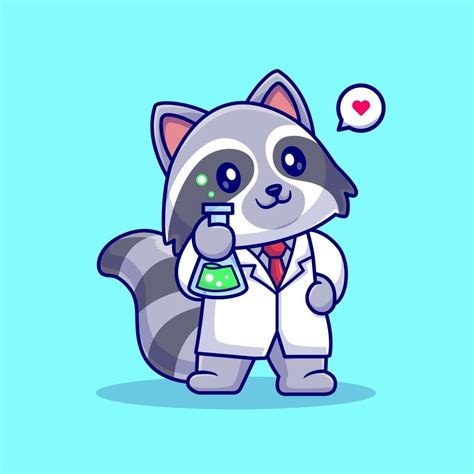 Cute Raccoon Scientist Holding Lab Tube Cartoon 50231777 Vector Art At