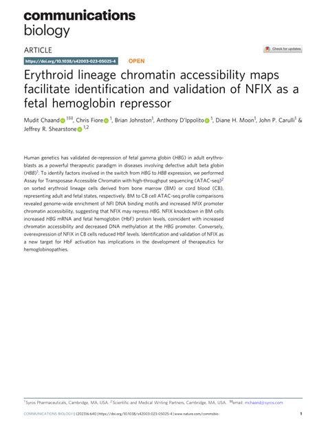 Pdf Erythroid Lineage Chromatin Accessibility Maps Facilitate