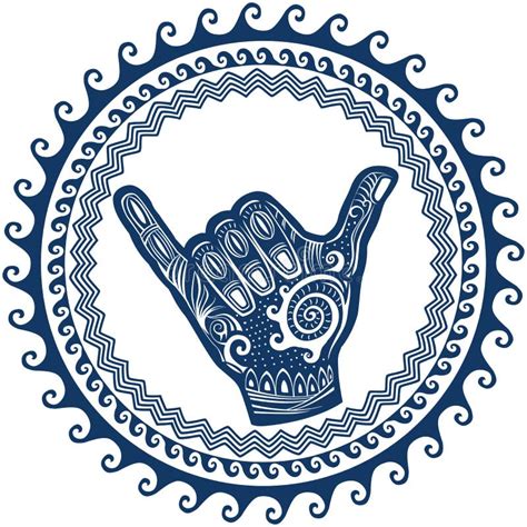 Shaka Sign In Round Wave Ornament Stock Vector Illustration Of Shaka