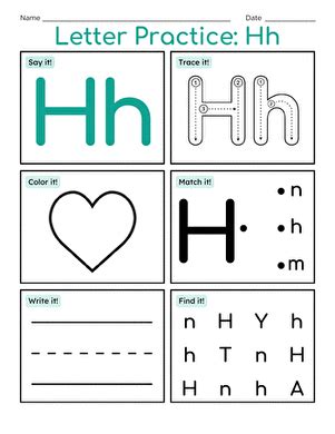 Letter Practice Hh Worksheet
