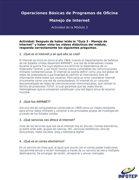 Actividad Módulo 3 Ghju Manejo De Internet Actividad De La Módulo
