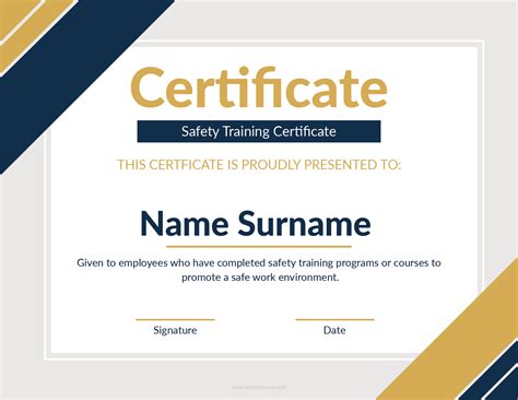 Safety Training Certificate Templates For Word Download