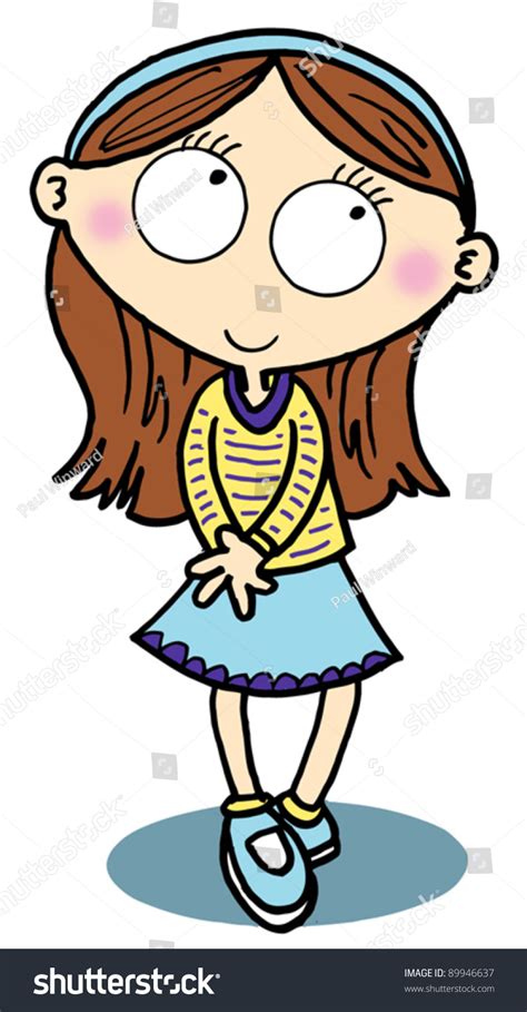 Cute Shy Girl Looking Embarrassed Stock Vector Royalty Free 89946637