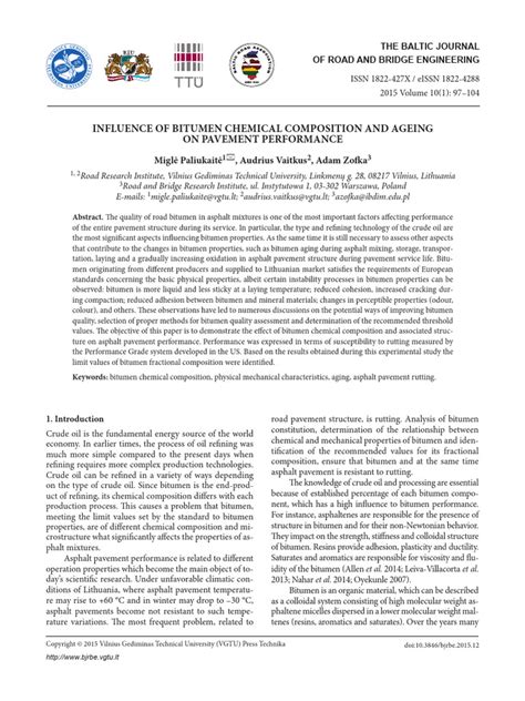 Influence Of Bitumen Chemical Composition And Agei Pdf