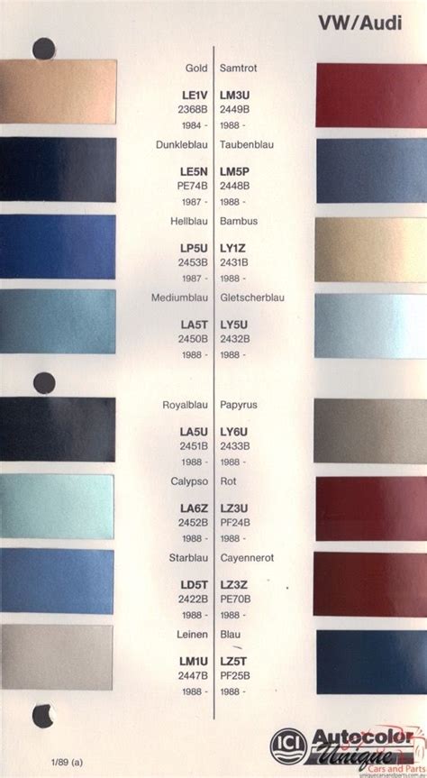 Volkswagen Paint Chart Color Reference Artofit