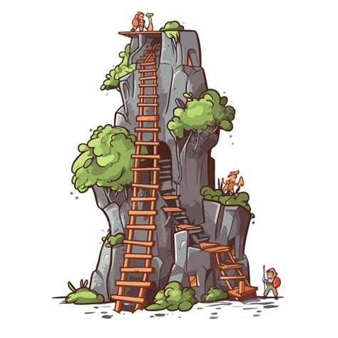 Klettern Leiter Karikatur Strichmännchen Geschäftsmann Charakter