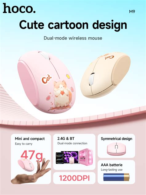 Hoco Original M9 Cute Cartoon 24ghzandbluetooth Dual Mode Wireless Mouse 1200dpi Silent Wireless Hoco Original M9 Cute Cartoon 24ghzandbluetooth Dual Mode Wireless Mouse 1200dpi Silent Wireless
