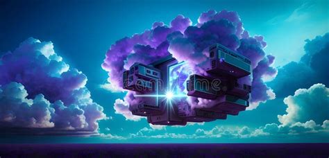 Generative Ai Glowing Cloud Icon Technology Concept Exploded Panel With Cloud Services And Data